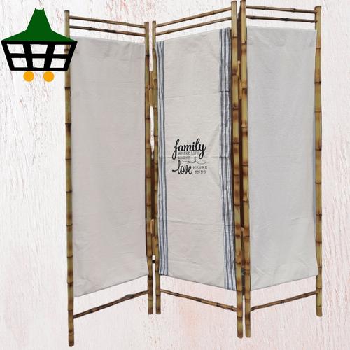 Jual Partisi Ruangan/Penyekat Ruangan Minimalis Bambu Kombinasi Kain 1F ...