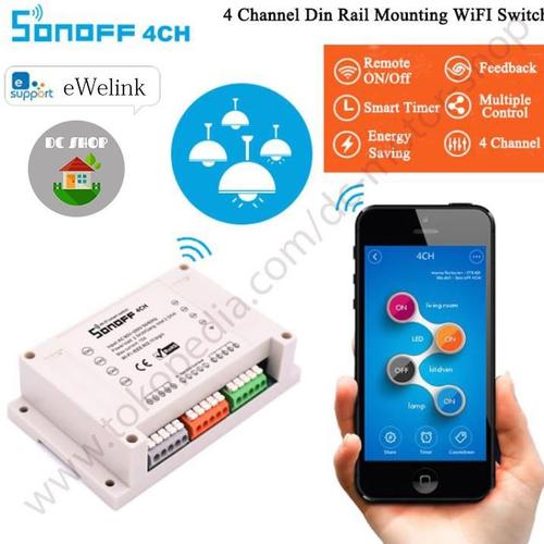 Jual Sonoff 4Ch - 4 Channel Din Rail Wifi Switch App Ewelink [Smart ...