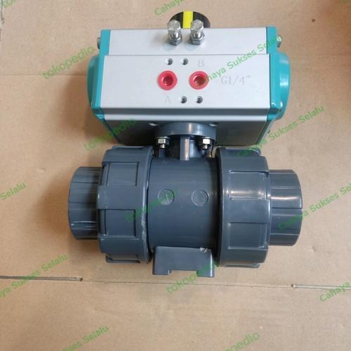 Jual Ball Valve PVC pneumatic 1.1/2" Inch actuator Double Acting ...