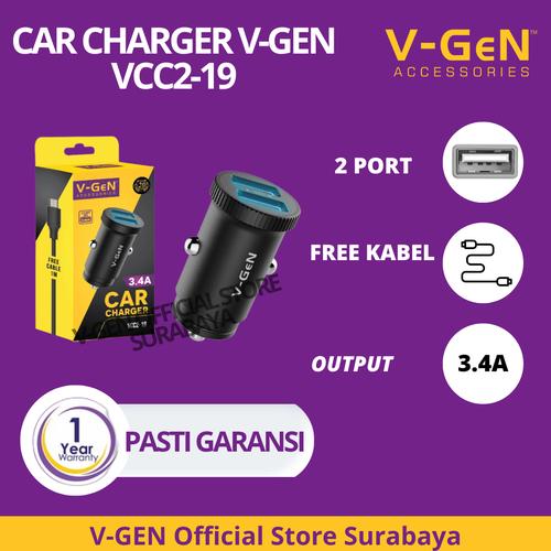 Jual Car Charger V-GeN VCC2-19 3.4A Dual Port USB LED Charger Mobil ...