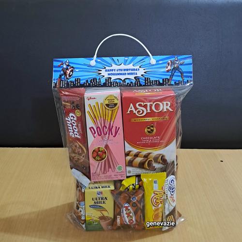 Jual Paket snack ultah anak kemasan label custom/Bingkisan ulang tahun ...