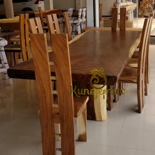 Jual meja makan set 8 kursi, meja meeting kayu besar, meja kayu solid ...