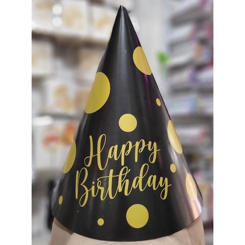 Jual TOPI ULANG TAHUN LINGKAR KERUCUT MOTIF HURUF GOLD - Hitam Garis ...