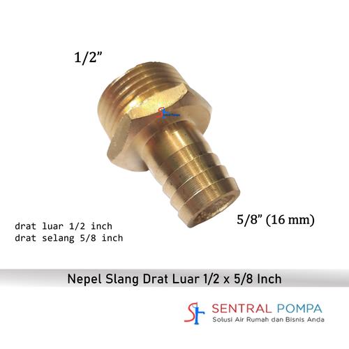 Jual Konektor Neppel Selang Kuningan Drat Luar 1/2" x Nepel Slang 5/8 ...