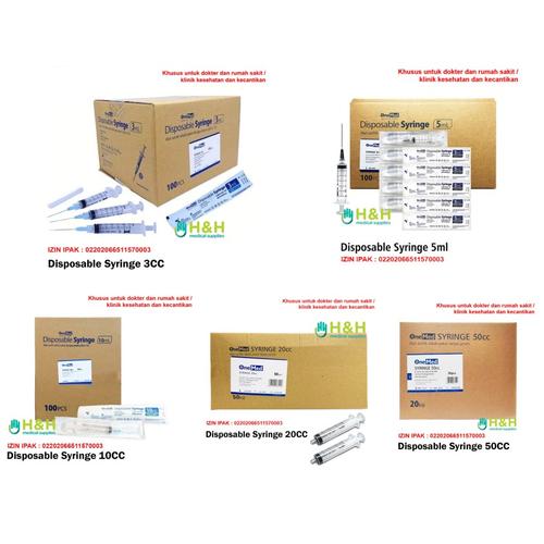 Jual Disposable Spuit / Disposable Syringe WITHOUT Needle 3CC 5CC 10CC 20CC - 5CC TANPA JARUM ...