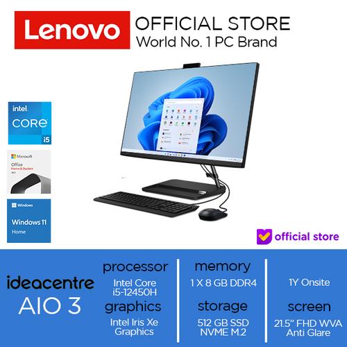 Promo Lenovo IdeaCentre AIO 3 22IAP7 Core i5-12450H 8GB 512GB SSD W11+OHS - White, Upgrade to ...