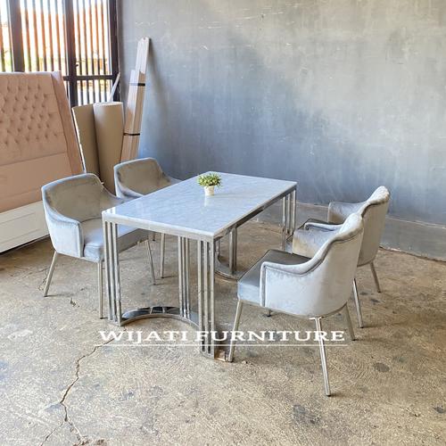 Jual Meja Makan Marmer Rangka Stainless Dining Table Top Marmer Carrara ...