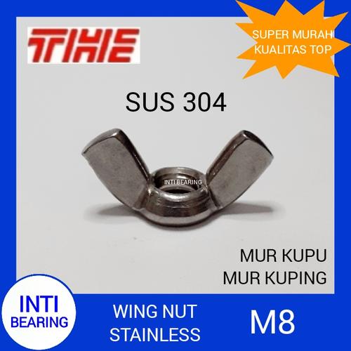 Jual MUR KUPU STAINLESS M8 WING NUT MUR KUPING SS SUS 304 PITCH 1,25 ...