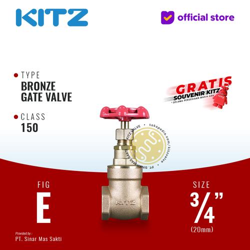 Jual KITZ Bronze Gate Valve Fig. 150 E , 3/4" - 20A - 20mm , Drat ...