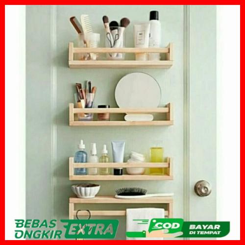 Jual Rak Bumbu Dapur / Rak Buku / Rak Makeup Susun Gantung Kayu Dinding ...
