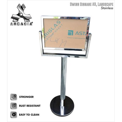Jual Papan info stainless landscape, swing signage ukuran frame : A3 ...