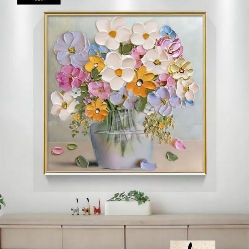 Jual Lukisan bunga texture warna Elegant ukuran 80cmx80cm plus bingkai ...