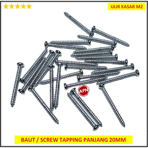 Jual BAUT / SCREW TAPPING M2 20MM KEPALA BULAT / UJUNG RUNCING / ULIR ...