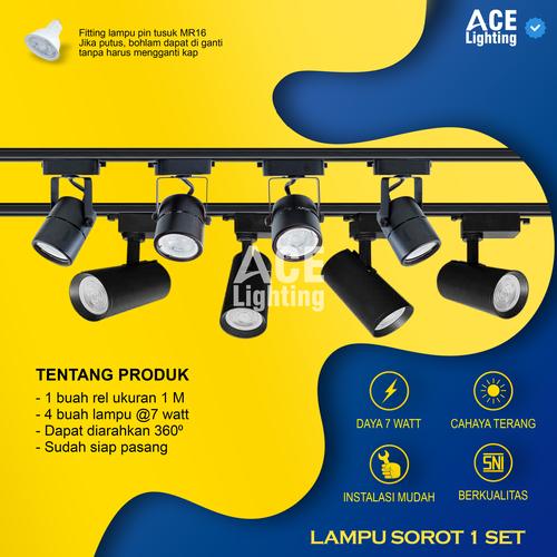 Jual Lampu sorot treklight 1 set isi 4 spotlight rell lampu sorot rel ...