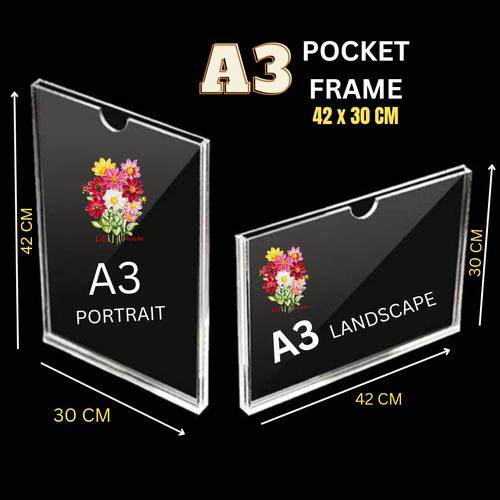 Jual AKRILIK POCKET FRAME A3/ ACRYLIC THICKER/ AKRILIK POCKET A3 2MM ...