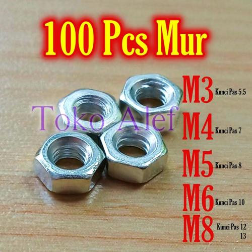 Jual 100 Pcs Mur M3 M4 M5 M6 M8 Hexa Kunci pas 5.5 7 8 10 12 13 ...