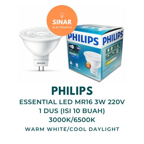 Jual Lampu Essential LED 3 W/Watt MR16 220V 1 dus PHILIPS 3000K/6500K ...