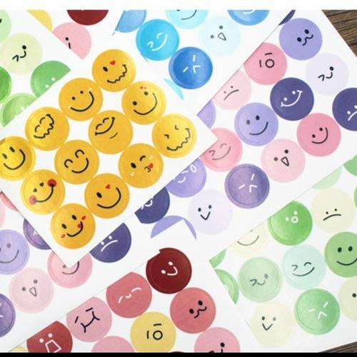 Jual smiley Face Sticker Emoji Jurnal Diary Scrapbook Stiker Dot warna ...