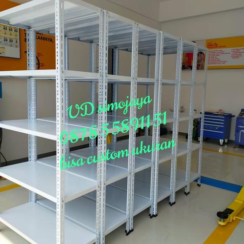 Jual Rak plat besi bisa bongkar pasang barang baru 5 susun - Putih ...
