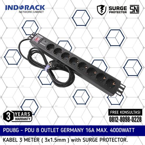 Jual INDORACK 19" Power Distribution Unit 8 Port Germany Socket : PDU8G ...