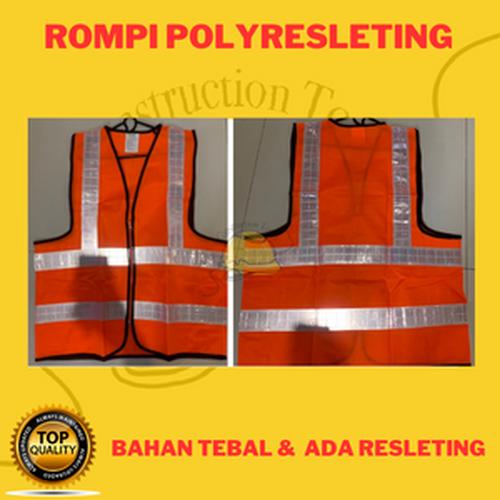 Jual Rompi Proyek Polyester Resleting Tebal Reflektif- ORANGE - Kota ...