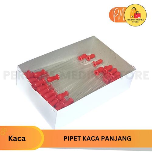 Jual [1 Box @100] Pipet Kaca Panjang / Pipet Tetes Kaca Panjang Merah ...