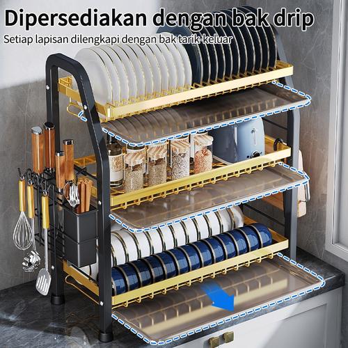 Jual Rak Cuci Piring Rak Stainless Rak Dapur 3 susun Rak Penyimpanan ...