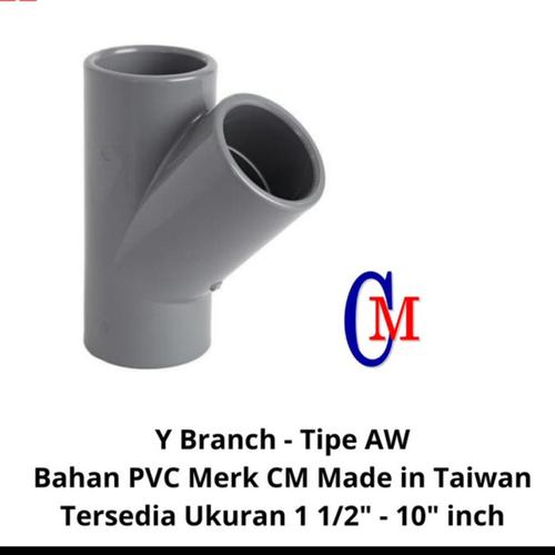 Jual Tee T Y Branch 4" x 2" inch PVC AW Merk CM Taiwan 45 derajat ...