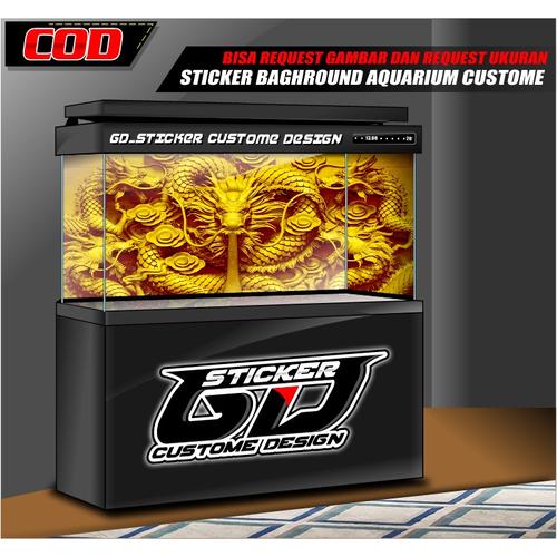Jual STICKER AQUARIUM / BACKGROUND AQUARIUM / WALLPAPER DRAGON GOLD ...