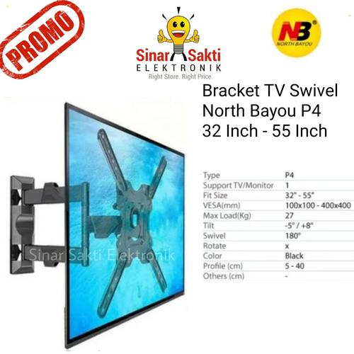 Jual Bracket TV LED Swivel North Bayou NB P4 Braket 32" 55" 32 43 55 ...