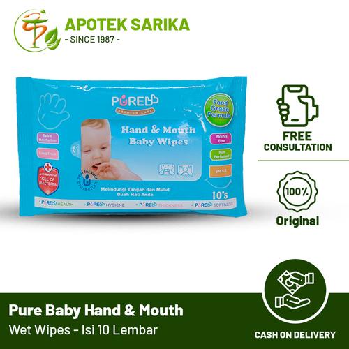 Jual Pure Baby Hand & Mouth Wipes Isi 10 Lembar ( Tisu Basah Baby ...