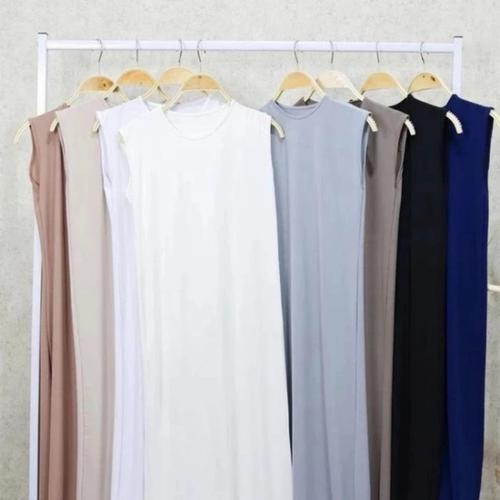 Jual Gamis tanpa Lengan inner span long dress Jersey Hiram - Putih ...