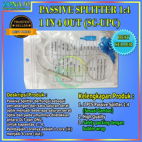 Promo Passive Splitter / Pasif Spliter 1:4 Fiber Optic / PLC FO 1x4 SC ...