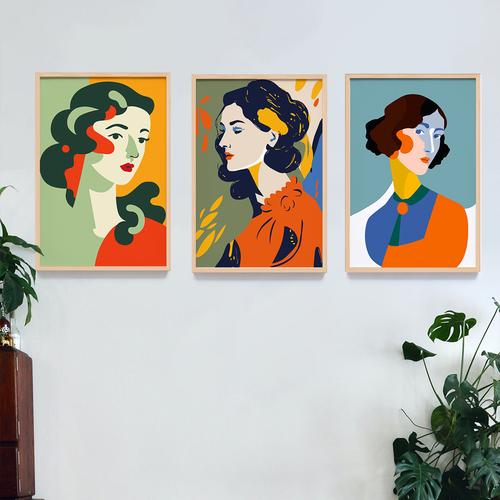 Jual Dekorasi Lukisan Wanita Retro - Art Print Woman Vintage Frame Kayu ...