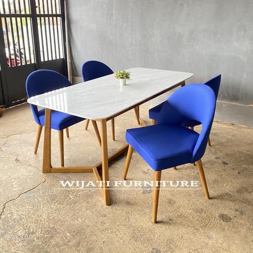 Jual Set Meja Makan Marmer Rangka Kayu Jati Dining Table Top Marmer ...