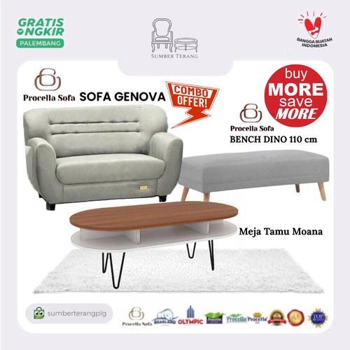 Jual Sofa 2 seater Minimalis Procella Genova + Bench Procella + Meja ...