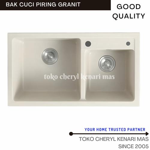 Jual BAK CUCI PIRING GRANIT KITCHEN SINK GRANITE 2 LUBANG PUTIH WHITE ...