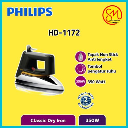 Jual PHILIPS HD1172 Setrika Kering Classic Cepat dan Efisien 1000 W HD ...