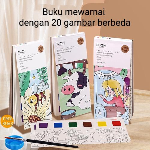 Jual Buku Gambar Coloring Book Buku Mewarnai Paket Kuas Melukis - Gajah ...