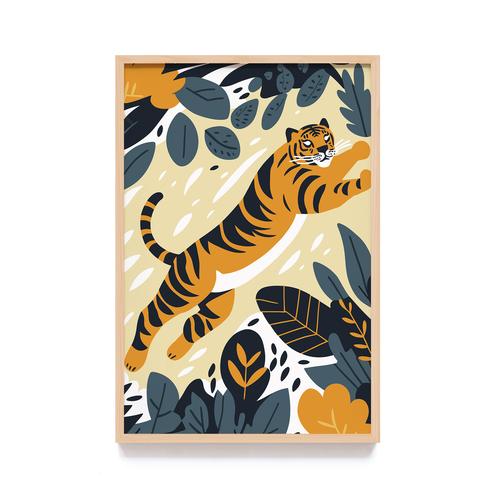 Promo Dekorasi Dinding Lukisan Harimau - Art Print Macan Frame Kayu ...