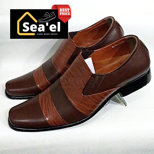 Jual Sepatu Kerja Kantor Pantofel Pria Kulit Sapi Asli Coklat #961 ...
