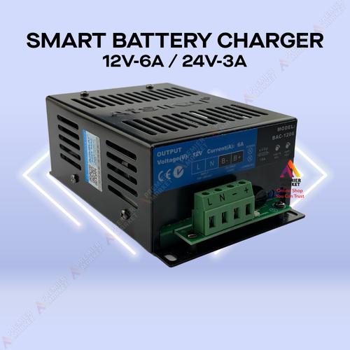 Jual SMART BATTERY CHARGER AUTO 12V 6A / 24V 3A Panel ATS, Genset, dll ...
