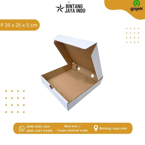Jual BOX PIZZA PUTIH 25X25X5 CM / KARDUS / DIE CUT / HAMPRES LEBARAN ...