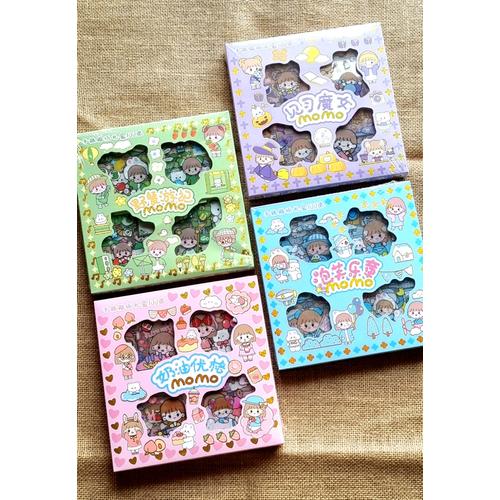 Jual Sticker MOMO 2D 1 Box isi 100 Lembar Motif Kartun Korea Lucu Anti ...