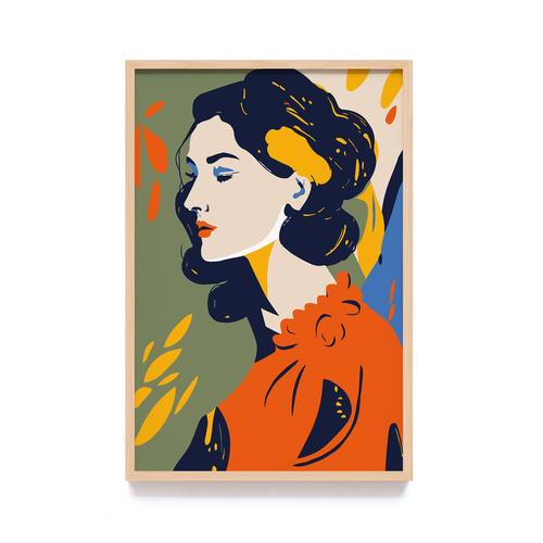 Promo Dekorasi Lukisan Wanita Retro - Art Print Woman Vintage Frame ...