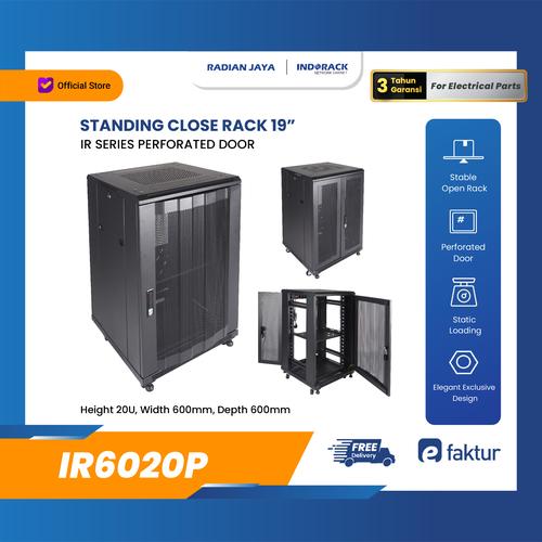 Promo INDORACK IR6020P - Standing Close Rack 20U Perforated Door Cicil ...