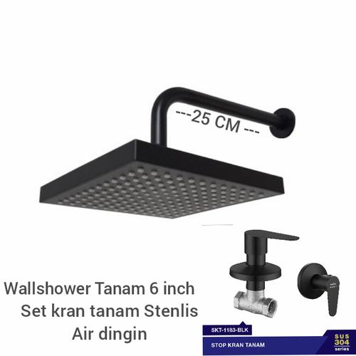 Jual HEAD SHOWER TANAM HITAM SET KRAN TANAM STENLIS SUS 304/WALLSHOWER ...