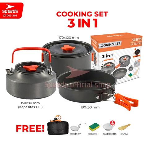 Promo SPEEDS Alat Camping Masak SET 3in1 Nesting Cooking Outdoor 003 ...
