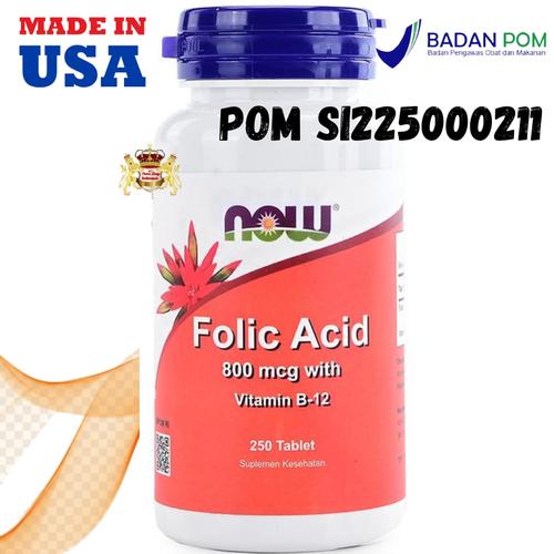 Jual now foods folic acid 800 mcg vitamin b 12 250 tablets food-b12 ...