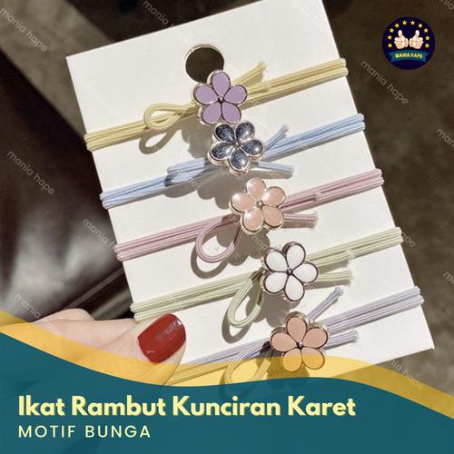 Jual IKAT RAMBUT MOTIF BUNGA WARNA HAIR TIE KUNCIR KARET STYLE KOREA ...